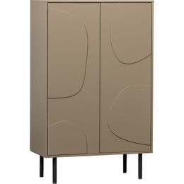 Woood Highboard »Cadiz Midi-Schrank« Hochkommode mit verspielt verzierten Türen, Breite 85 cm/Höhe 135 cm Schlamm