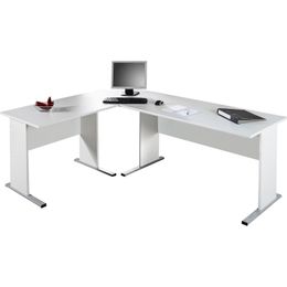 Schildmeyer Eckschreibtisch &raquo;Serie 200&laquo; wei&szlig; + wei&szlig;/silber/silber + wei&szlig;