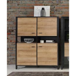 FORTE Highboard »High Rock« Breite ca. 121 cm Schwarz viel Stauraum