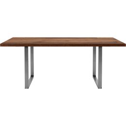 FORTE Esstisch Breite 180 cm Old Wood Vintage + Rohstahl Tischplatte in 4 verschiedenen Farben