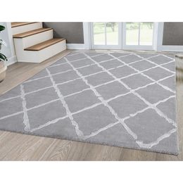the carpet Teppich »Knight« rechteckig 12 mm Höhe moderner Wohnzimmer Teppich elegant glänzender Flor grau Obermaterial: 100% Polyester B : 160 cm...