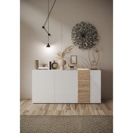 Inosign Sideboard »Venus, Kommode« Breite 181 cm Weiss Hochglanz Lack / Eiche Cadiz NB Maße (B/H/T): 181/86/44 cm