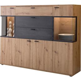 Hela Highboard »Atlanta« Höhe 125 cm Artisan Eiche/Burned Wood