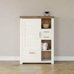 SET ONE BY Musterring Highboard »York« Typ 25 und 26, in 3 Farbvarianten, Beleuchtung optional, Breite 105 cm Pino Aurelio mit Eiche Artisan