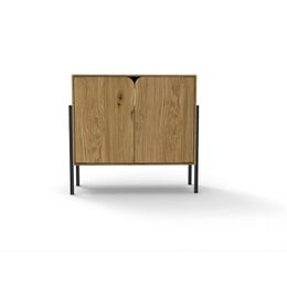 Andas Sideboard »Finton« Kommode mit 2 Türen, Korpuss aus massiver Eiche nat/schwar