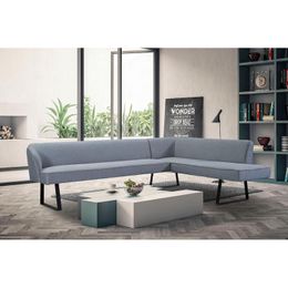 exxpo - SOFA FASHION Eckbank »Americano« mit Keder und Metallfüßen, Bezug in verschiedenen Qualitäten silver