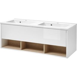 Places of Style Waschtisch &raquo;Studio Line, Waschtisch inkl. Waschbecken, modernes Design&laquo; in zwei Farben verf&uuml;gbar, ausreichend Stauraum wei&szlig; eiche