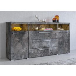 Inosign Sideboard &raquo;India,Breite 182cm moderne Anrichte 2T&uuml;ren,3 Schubladen, Kombikommode&laquo; Kommode viel Stauraum, Einlegeb&ouml;den verstellbar,ohne 
