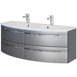 SAPHIR Waschtisch »Serie 7045 Mineralmarmor-Waschtisch und Unterschrank, 131 cm breit« Doppel-Waschplatz mit 4 Schubladen, Badmöbel Set mit...