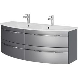 SAPHIR Waschtisch »Serie 7045 Mineralmarmor-Waschtisch und Unterschrank, 131 cm breit« Doppel-Waschplatz mit 4 Schubladen, Badmöbel Set mit...