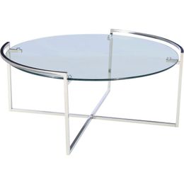 LEONIQUE Couchtisch »Paula« Runder Couchtisch, Silber, Chrom, Glasplatte, Gestell, 90x90x40 silberfarben + silberfarben + Glas