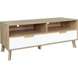 Inosign Lowboard »Delea« Kommode mit 2 Kabeldurchführungen Natur/Weiß Kompaktes Sideboard im skandinavischen Stil