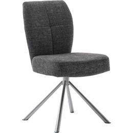 MCA furniture Esszimmerstuhl »KEA« () (2er-Set), 360°, Taschenfederkern, belastbar 120 kg, Sitzhöhe ca. 50 cm anthrazit + Edelstahl gebürstet 0