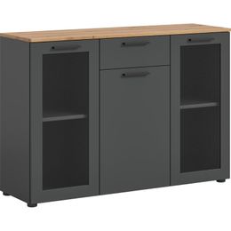 Inosign Sideboard »SALKIN, Breite 120cm, 3 Türen (2 mit ESG-Ornamentglas), 1 Schubkasten, « Anrichte, Schrank, Kommode, Vitrine, Vitrinenschrank...