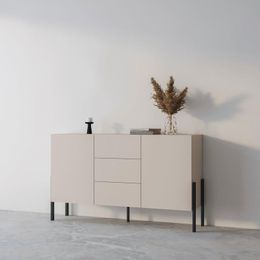 Inosign Sideboard »Jukon, Breite 150 bzw.180 cm, moderne grifflose Kommode« Schubladenschrank 2 Türen/3 Schubkästen, push-to-open-Funktion kaschmir