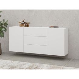 Inosign Sideboard &raquo;Ava, Breite 140 cm, h&auml;ngend und stehend montierbar&laquo; moderne grifflose Kommode, Schubladenschrank, 2T&uuml;ren/3Schubk&auml;sten wei&szlig;