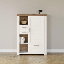 SET ONE BY Musterring Highboard »York« Typ 25 und 26, in 3 Farbvarianten, Beleuchtung optional, Breite 105 cm Pino Aurelio mit Eiche Artisan
