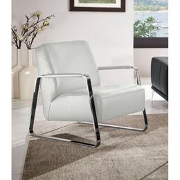 W.Schillig Cocktailsessel »quadroo Designsessel, Loungesessel« mit bezogenen Armlehnen, Gestell in Chrom glänzend white Z73