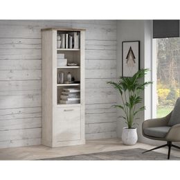 FORTE Bücherregal »Duro« Höhe 212 cm, Aktenregal mit Tür, im Landhausstil Pinie Weiss/Eiche Antik