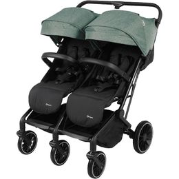 BABYGO Zwillingsbuggy »Zwillingskinderwagen GOTwice« mit drei schwenkbaren Vorderrädern grün melange