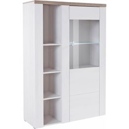 Home Affaire Vitrine »Larona, zeitlose Glasvitirne, Hochschrank Höhe 145 cm« Stauraumvitrine mit dekorativer Rahmenoptik Sibiu weiß/eichefarben...