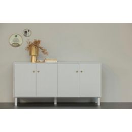 Woood Sideboard &raquo;Madu&laquo; Kommode aus Kiefernholz, aus Stauraum H 78 cm x B 160 cm x T 46 cm grau Holzwerkstoff
