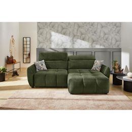 Jockenh&ouml;fer Ecksofa &raquo;Zoom, L-Form, 140kg Belastbarkeit je Sitzplatz&laquo; 60cm elektromotorische Sitztiefenverstellung,USB-Ladeports,Kopfst&uuml;tzen gr&uuml;n Korpus: 100% 