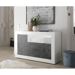 Inosign Sideboard »Urbino« Breite 138 cm weiß hochglanz/schieferfarben FSC -zertifizierter Holzwerkstoff