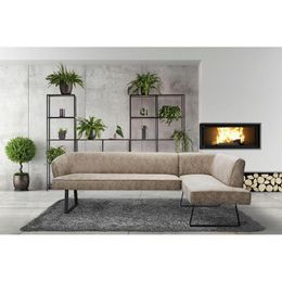 exxpo - SOFA FASHION Eckbank »Americano« mit Keder und Metallfüßen, Bezug in verschiedenen Qualitäten cappuccino