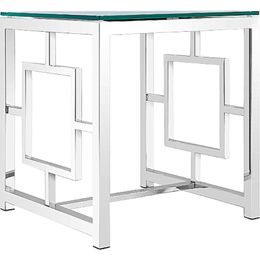 LEONIQUE Beistelltisch »Robin« Beistelltisch, quadratisch, Silber, Glas, Chromgestell, 50x50x53 chromfarben