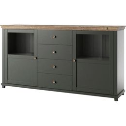 Home Affaire Sideboard »Evora« Breite 181cm grün/eichefarben Lefkas Maße (B/T/H): 181/42/93 cm