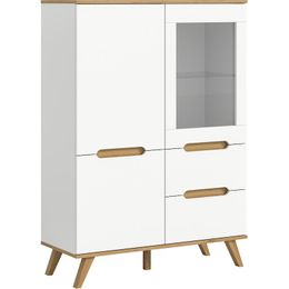 Home Affaire Highboard »Alesund, Höhe 140cm, 2 Türen, 1 Schubkasten, konischer Fuß, Scandi-Look« Anrichte, Schrank, Kommode, Midischrank,...