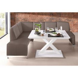 exxpo - SOFA FASHION Eckbank »Intenso, viele Bezugsstoffe Cord, Leder, Struktur 244/157 cm (B/T)« hohe Bodenfreiheit, frei im Raum stellbar, hoher...