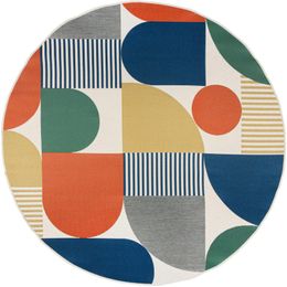 FLAIR RUGS Teppich &raquo;Geo Fusion&laquo; rund 2 mm H&ouml;he Outdoor geeignet bunt Obermaterial: 68% Polypropylen, 32% Polyester &Oslash; 160 cm 1 Stk.
