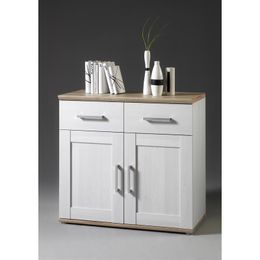 HBZ-MEBLE HBZ Kommode »Romance im Landhaustil, BxHxT 93x88x45 cm« Schrank mit 2 Türen, 2 Schubkästen und 2 Einlegeböden sibiu lärche