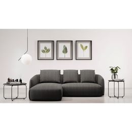 Trendmanufaktur Ecksofa »Shawn Designsofa mit elegant geschwungen Armlehnen, L-Form« bequem, organischer Form, mit hochwertigem Bezug jet black