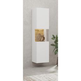 Inosign Vitrine »Ava, Breite 36 cm, hängend und stehend montierbar« moderne grifflose Vitrine, Hochschrank mit Eckverglasung weiss/eichefarben...