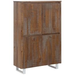 Home Affaire Highboard »Lagos« Stauraumschrank aus massivem Kiefernholz, Breite 90 cm braun/gebürstet