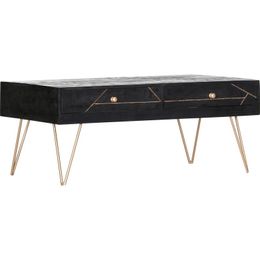 GUTMANN FACTORY Couchtisch &raquo;Scan&laquo; Hairpin Beine, moderner Couchtisch aus Massivholz Mango oder Akazie schwarz/gold + goldfarben + schwarz