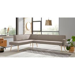 exxpo - SOFA FASHION Eckbank »Lungo, moderne Kedernaht, bequem und elegant, hoher Holzfuß« hochwertige Detailverarbeitung, frei im Raum stellbar...