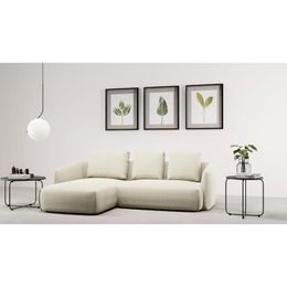 Trendmanufaktur Ecksofa »Shawn Designsofa mit elegant geschwungen Armlehnen, L-Form« bequem, organischer Form, mit hochwertigem Bezug warm white