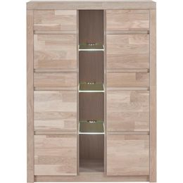Home Affaire Highboard »Silkeborg« Breite 90 cm Eiche weiß gekalkt teilmassiv Maße (B/T/H): 90/35/125 cm