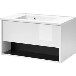Places of Style Waschtisch &raquo;Studio Line, Waschtisch inkl. Waschbecken, modernes Design&laquo; in zwei Farben verf&uuml;gbar, ausreichend Stauraum schwarz-wei&szlig; 