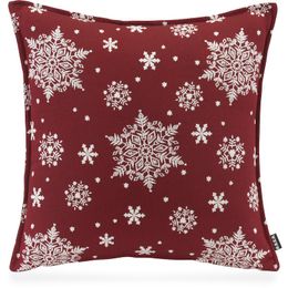 HOCK Dekokissen &raquo;Snow Flakes&laquo; Schneeflocke, traditionell, bestickte Schneeflocken, inkl. F&uuml;llung rot Obermaterial: 42% Polyester, 37% Polyacryl, 21% 