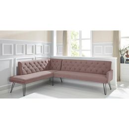 exxpo - SOFA FASHION Eckbank »Doppio, Chesterfield Optik, komfortabel und bequem, hohe Designfüße« Frei im Raum stellbar powder pink 0