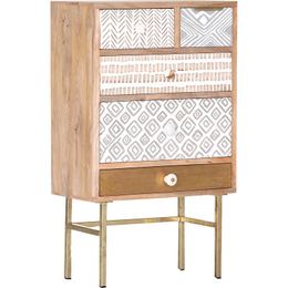 GUTMANN FACTORY Kommode &raquo;Linea&laquo; mit detailreichen Verzierungen, Shabby Chic, Vintage beige Massivholz