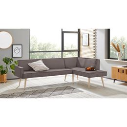 exxpo - SOFA FASHION Eckbank »Lungo, moderne Kedernaht, bequem und elegant, hoher Holzfuß« hochwertige Detailverarbeitung, frei im Raum stellbar taupe