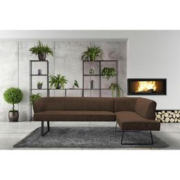 exxpo - SOFA FASHION Eckbank »Americano« mit Keder und Metallfüßen, Bezug in verschiedenen Qualitäten chocco