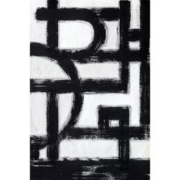 Places of Style Leinwandbild &raquo;Abstrakte Kunst&laquo; Abstrakte Kunst Modern Schwarz-Wei&szlig; Premium-Leinwandstoff, Handarbeit aus Deutschland,...