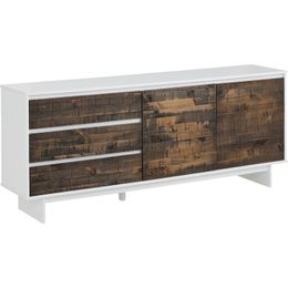 Home Affaire Sideboard »Morgan« Kommode aus massivem Kiefernholz, mit Griffmulden, Breite 165 cm weiß/braun